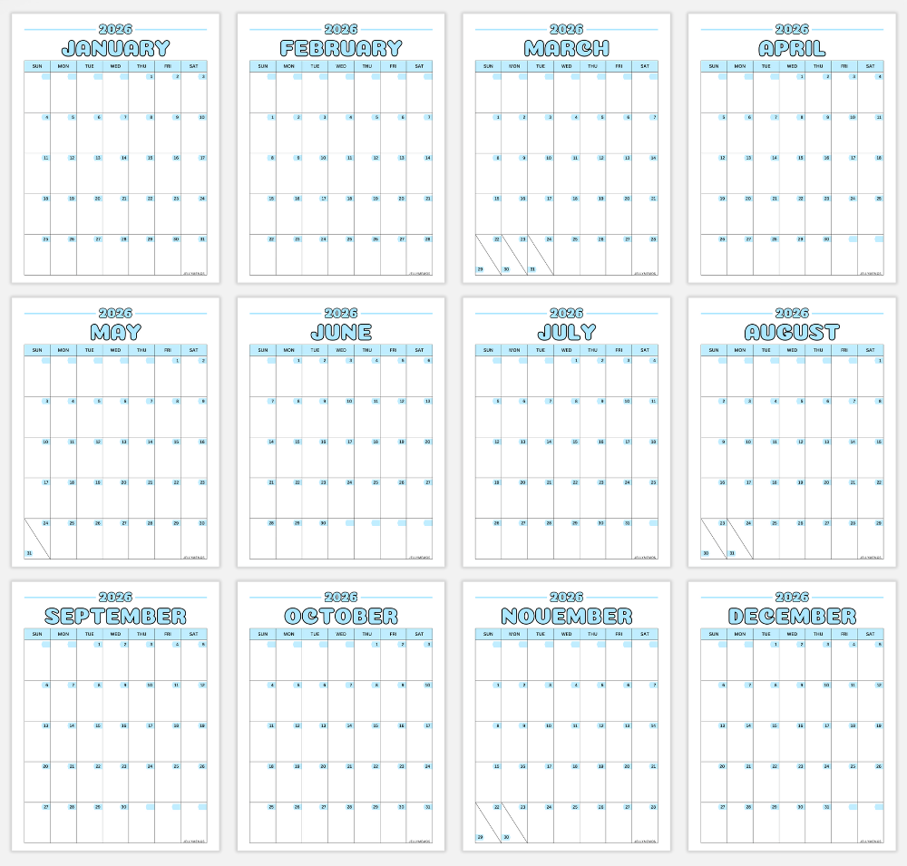 Colorful Calendar Printable Templates For 2026 JellyMemos