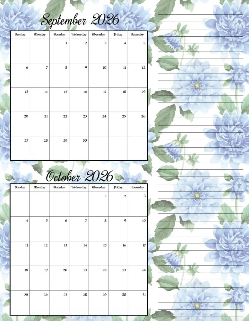 Free Printable 2026 Bimonthly Calendars 2 Designs