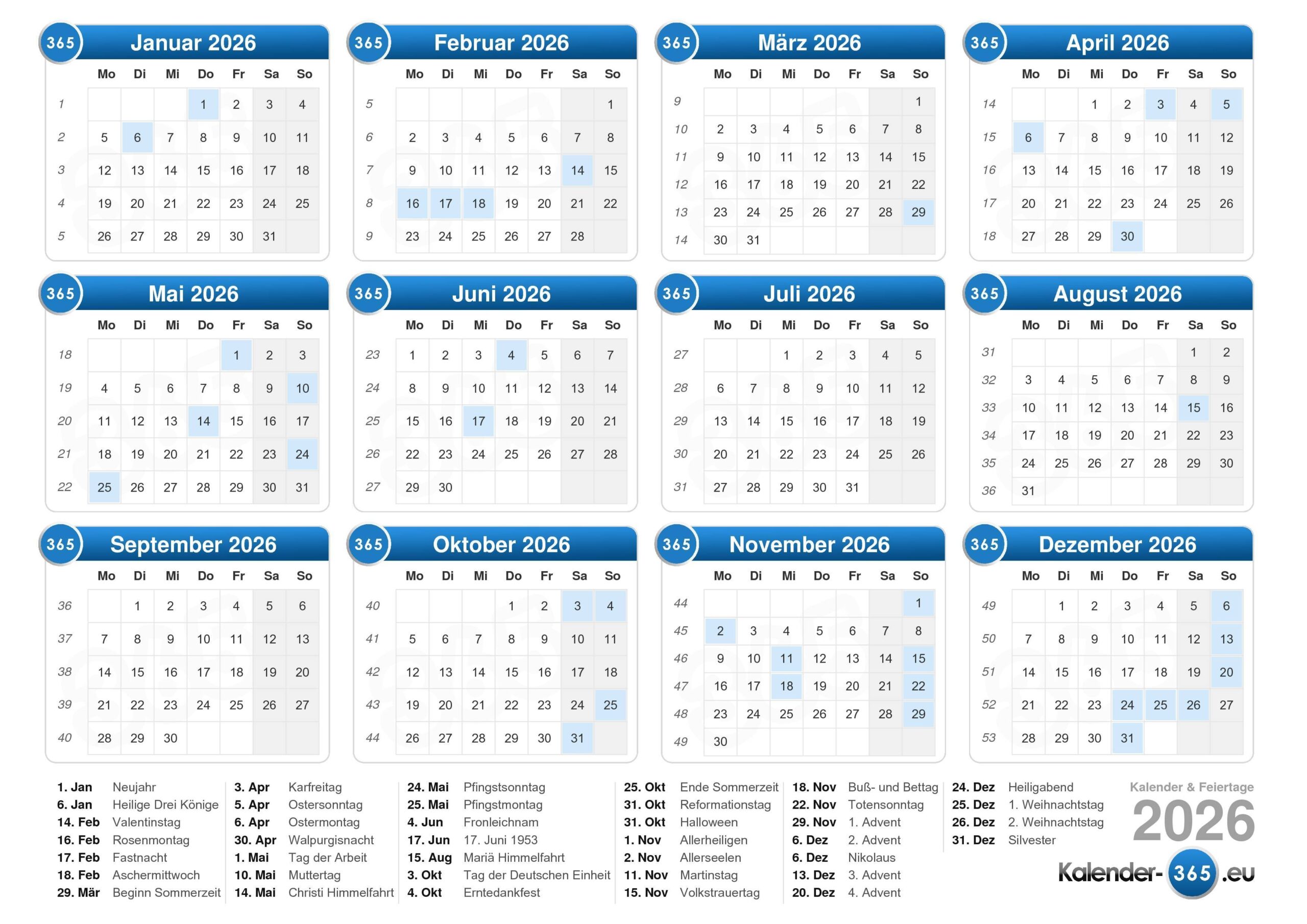Kalender 2026