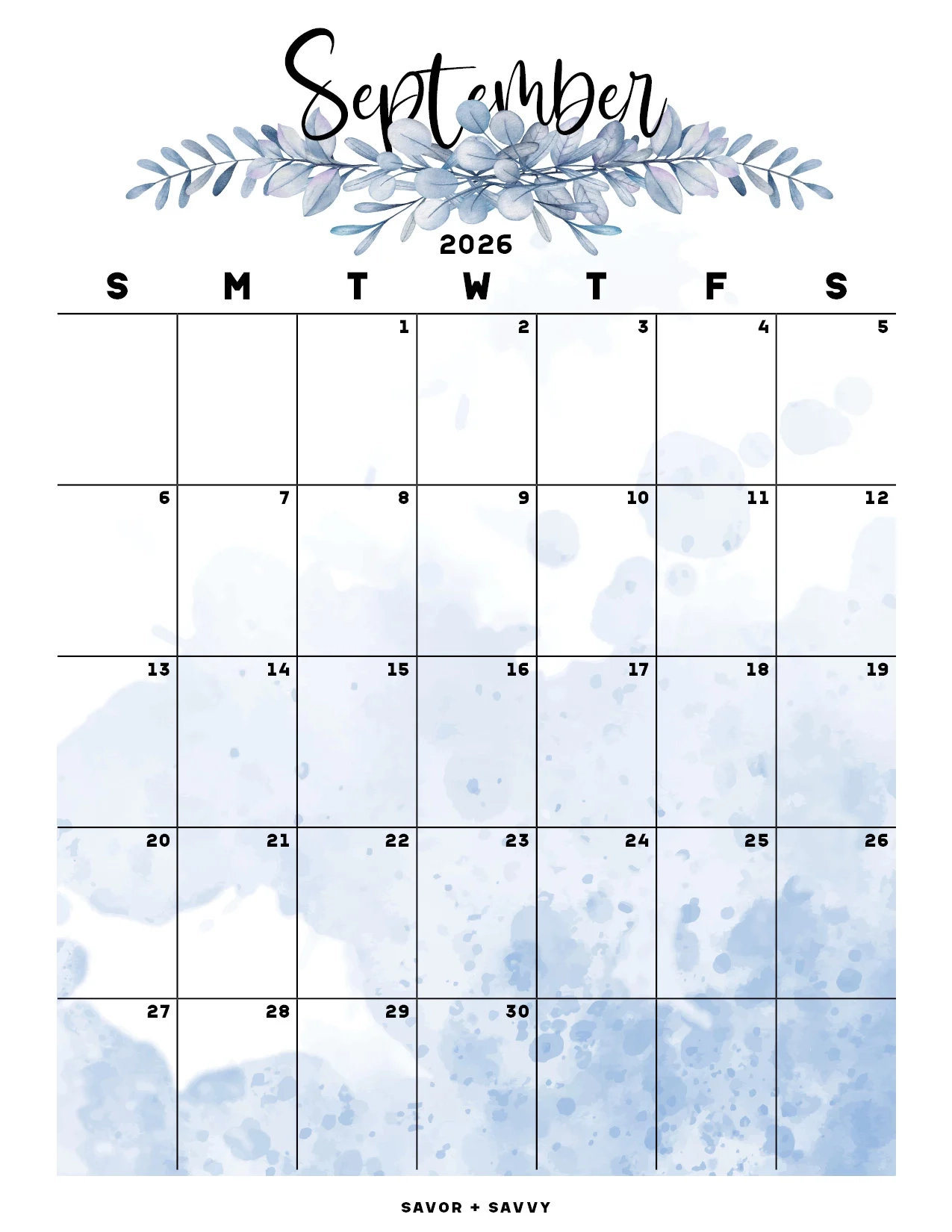 September 2026 Calendar Templates 14 Free Printables Savor Savvy